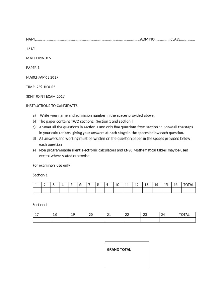 Mathematics 2017 Paper 1 QP | PDF | Area | Mathematics