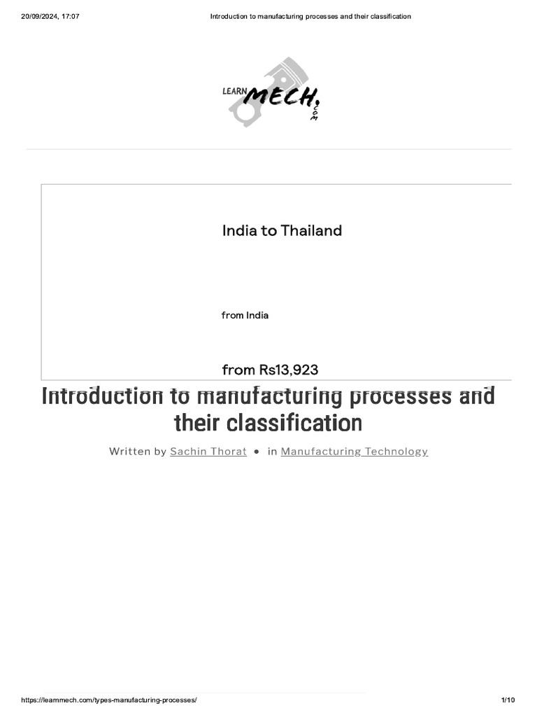 Introduction To Manufacturing Processes and Their Classification | PDF