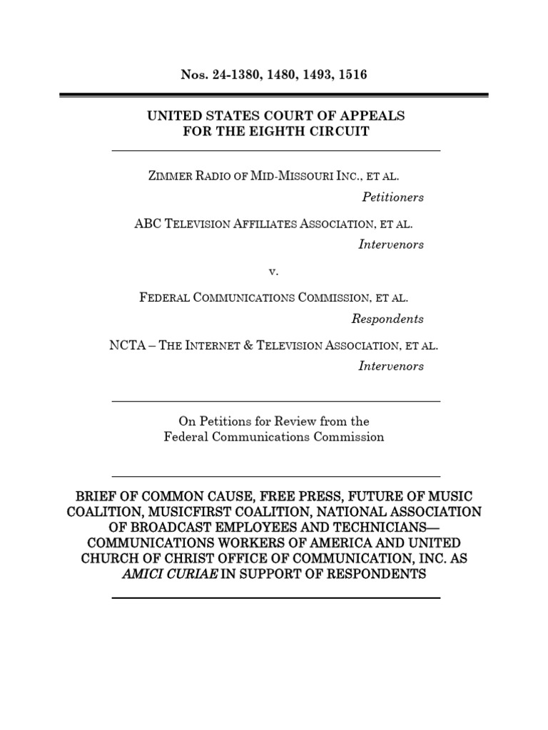 Public Interest Amicus Brief | PDF | Federal Communications Commission | Amicus Curiae