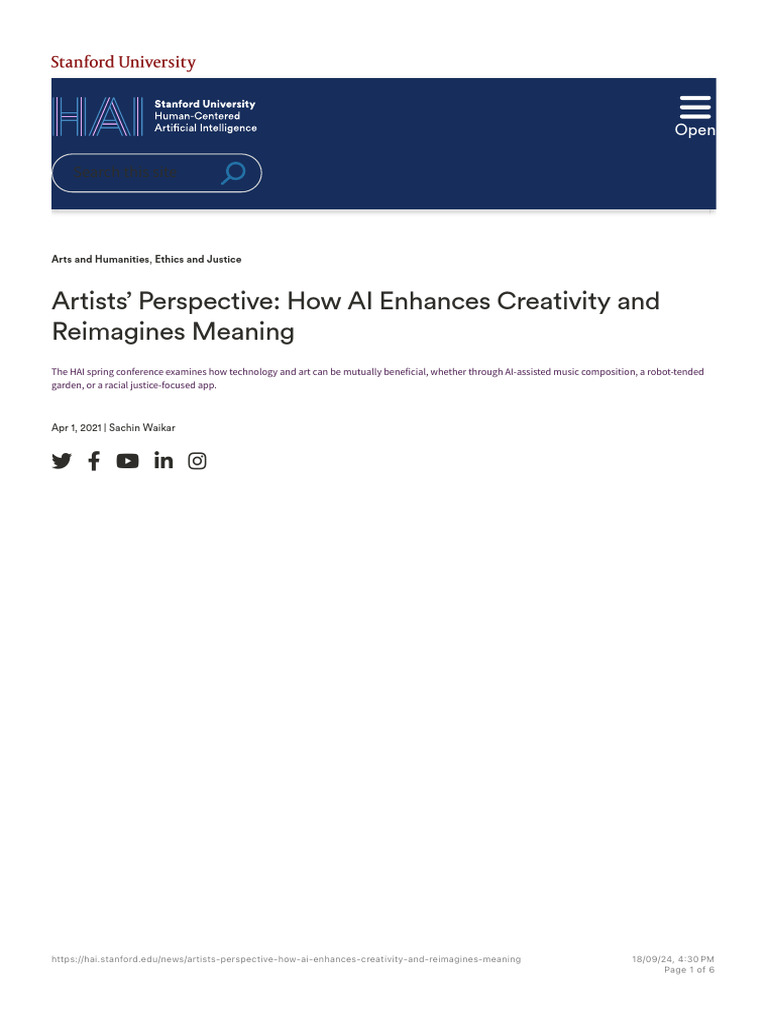 AI Meets Art: Enhancing Creativity | PDF | Artificial Intelligence ...