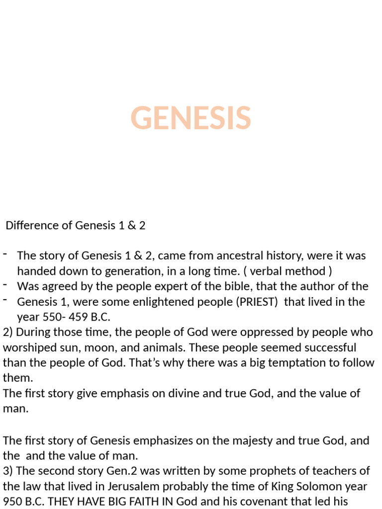 Presentation2 Genesis | PDF | Book Of Genesis | Genesis Creation Narrative