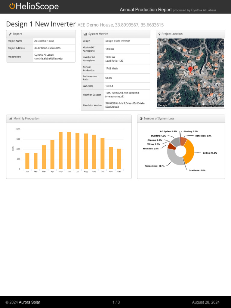 Helioscope Simulation 14934102 Summary | PDF | Solar Power | Electric Power