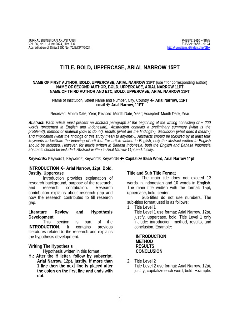 Artikel Template - JBA - 2024 | PDF