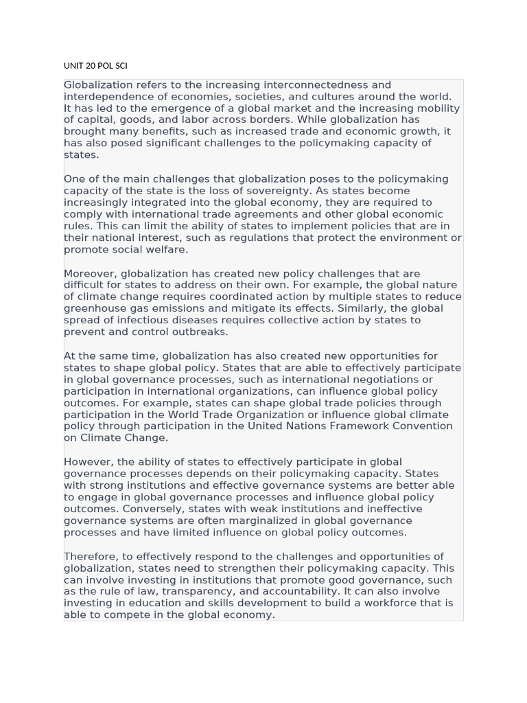 Unit 20 Pol Sci | PDF | Policy | Governance