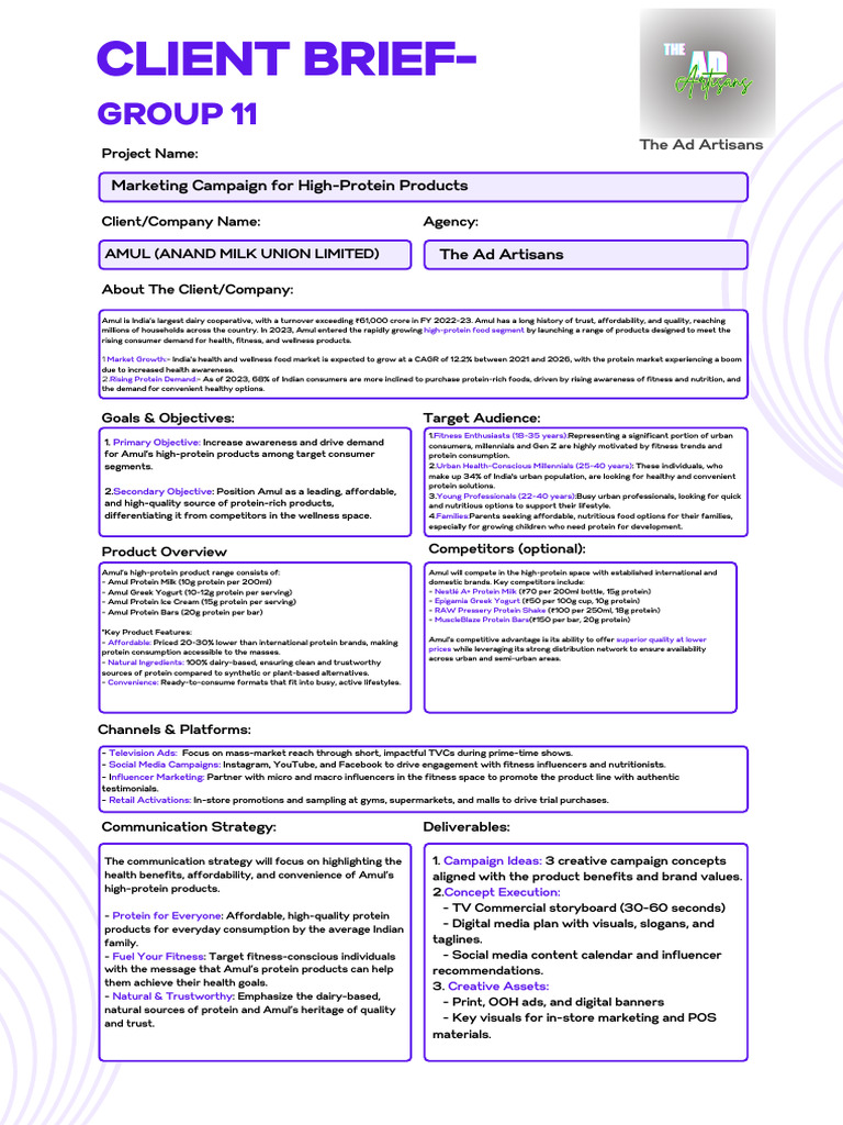 Group 11 - IMC - Client Brief | PDF | Brand | Marketing