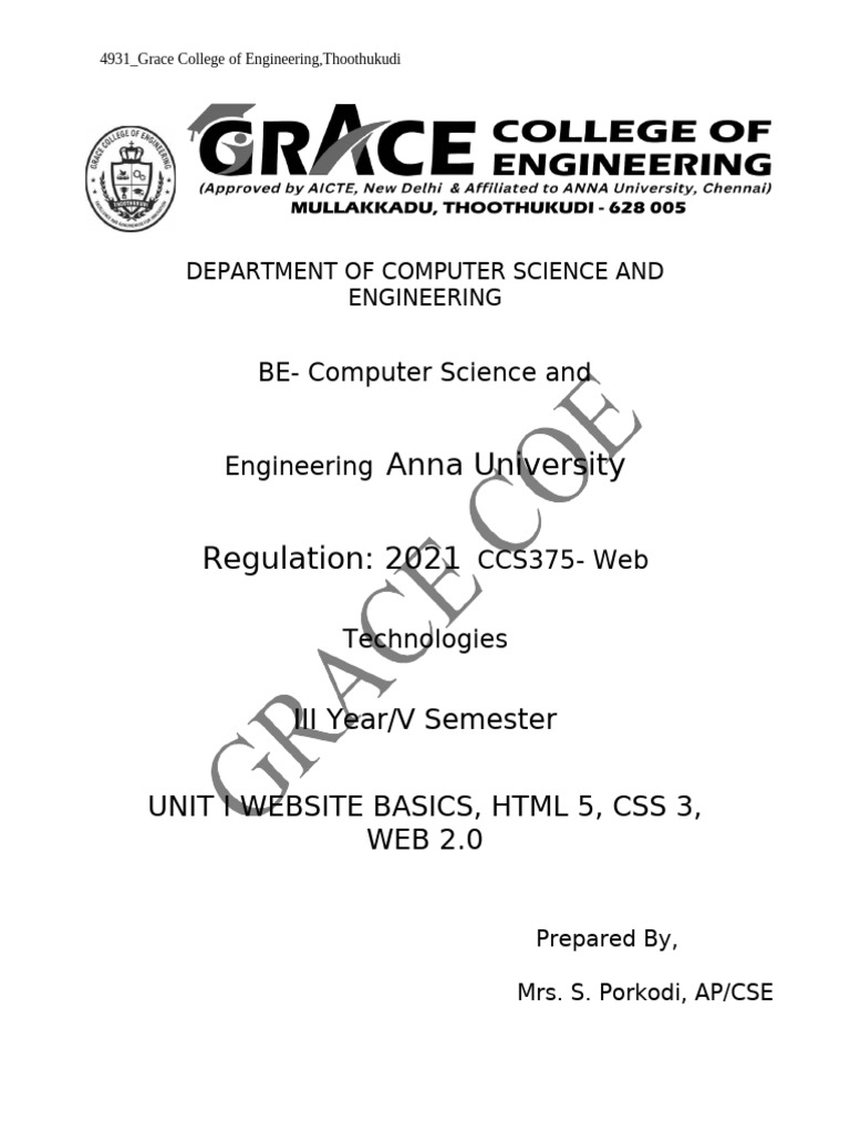 V - CSE - CCS375 - WT - QB - Unit1 (5 Files Merged) | PDF | World Wide Web | Internet & Web
