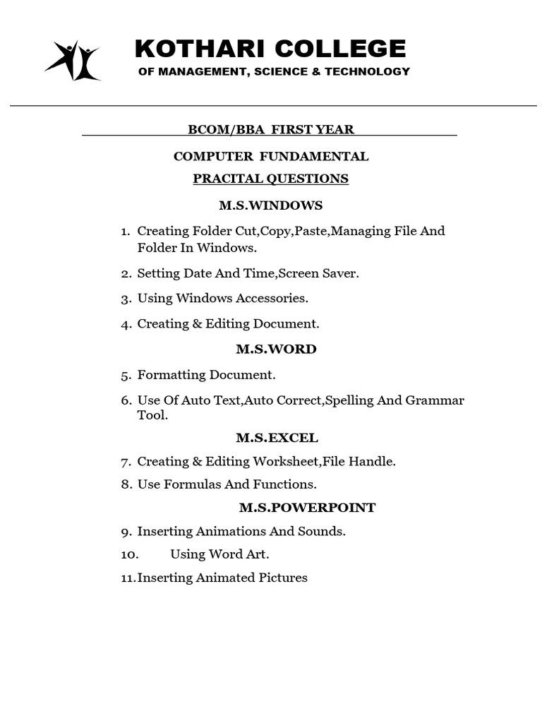Practical Question Computer Fundamental | PDF | Computers