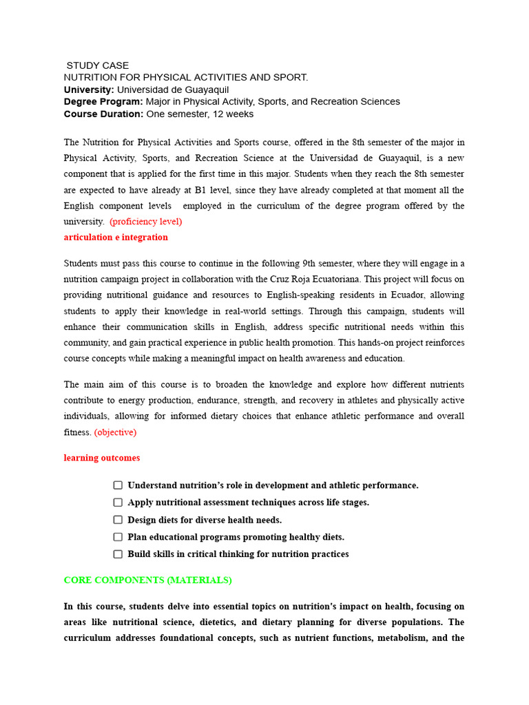 STUDY CASE - Documentos de Google | PDF | Nutrients | Curriculum