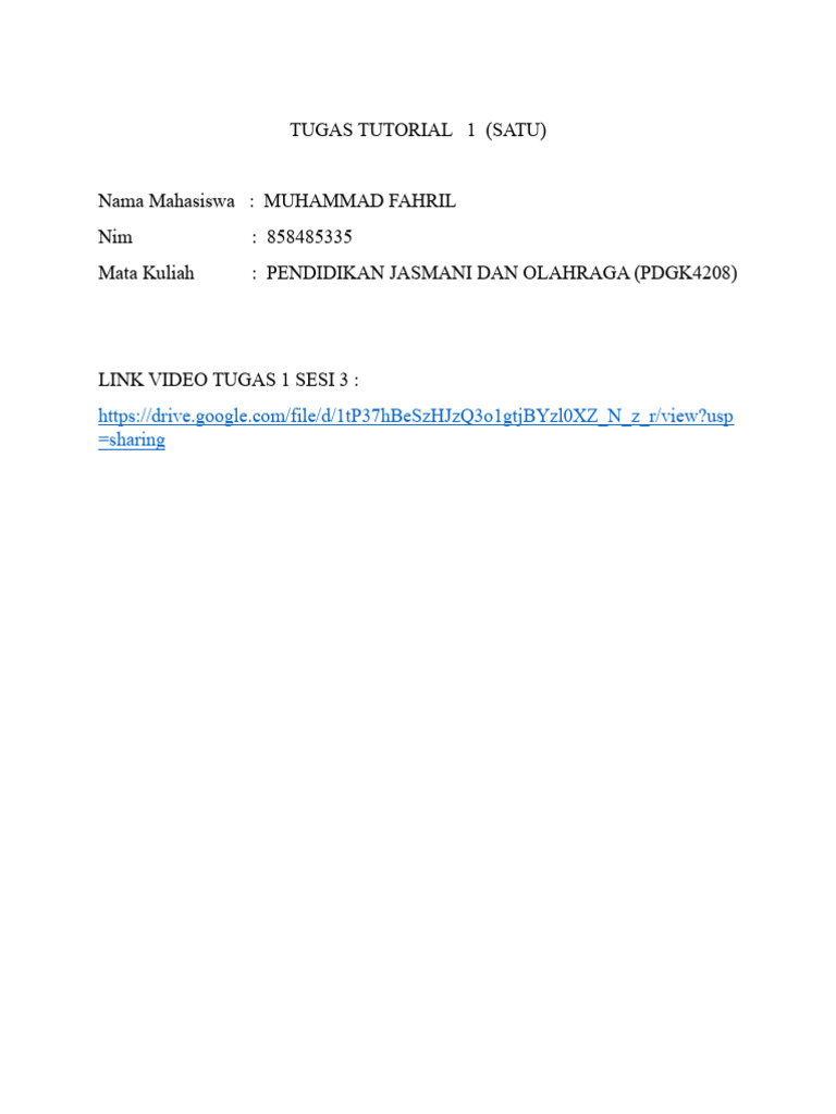 Tugas 1 Pjok Pdgk4208 | PDF