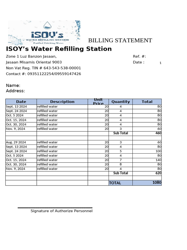 Iwrs Billing Statement | PDF