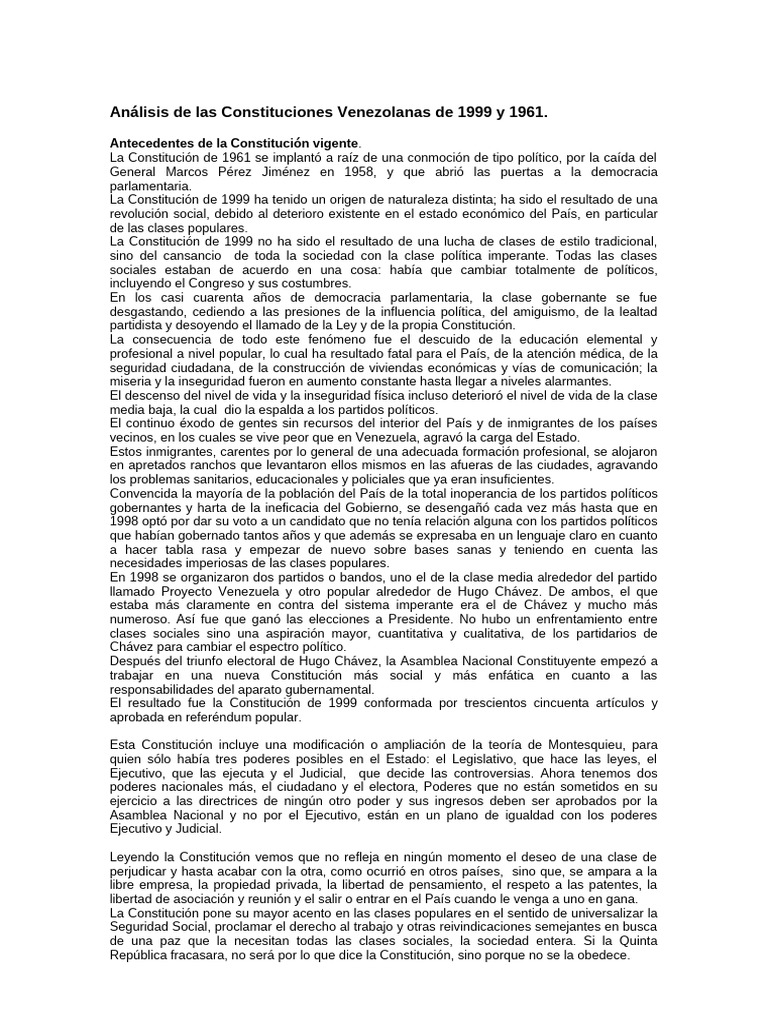 Análisis de las Constituciones de Venezuela | PDF | Gobierno | Ciencias ...