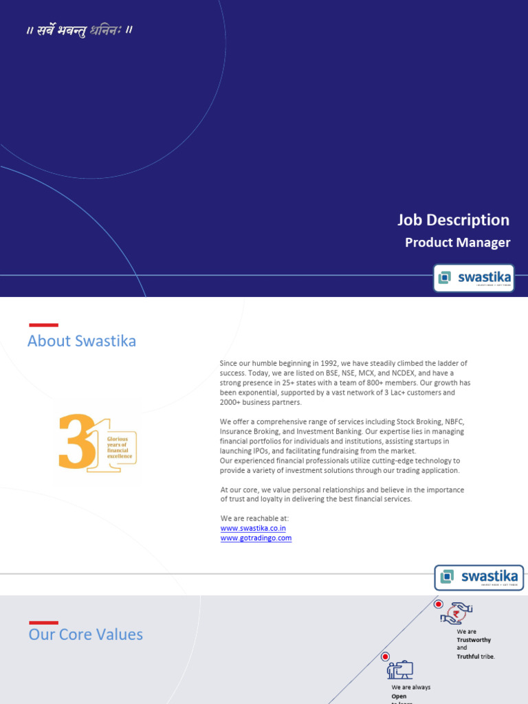 Product Manager - Swastika-JD | PDF | Software | Databases