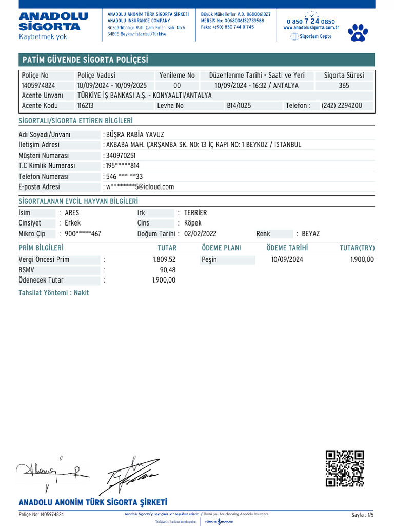 Poliçe 1005080188 | PDF
