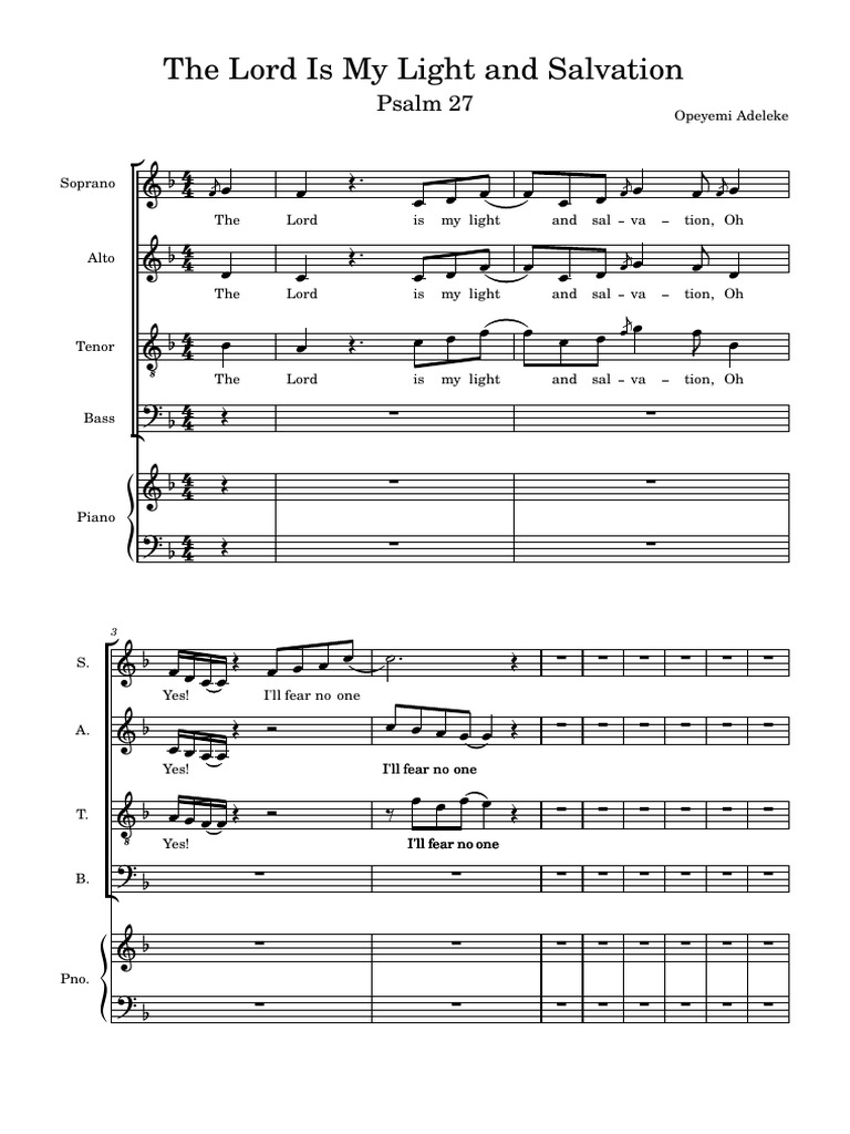 Psalm 27 Sheet Music Arrangement | PDF | Choral Music | Choral Compositions
