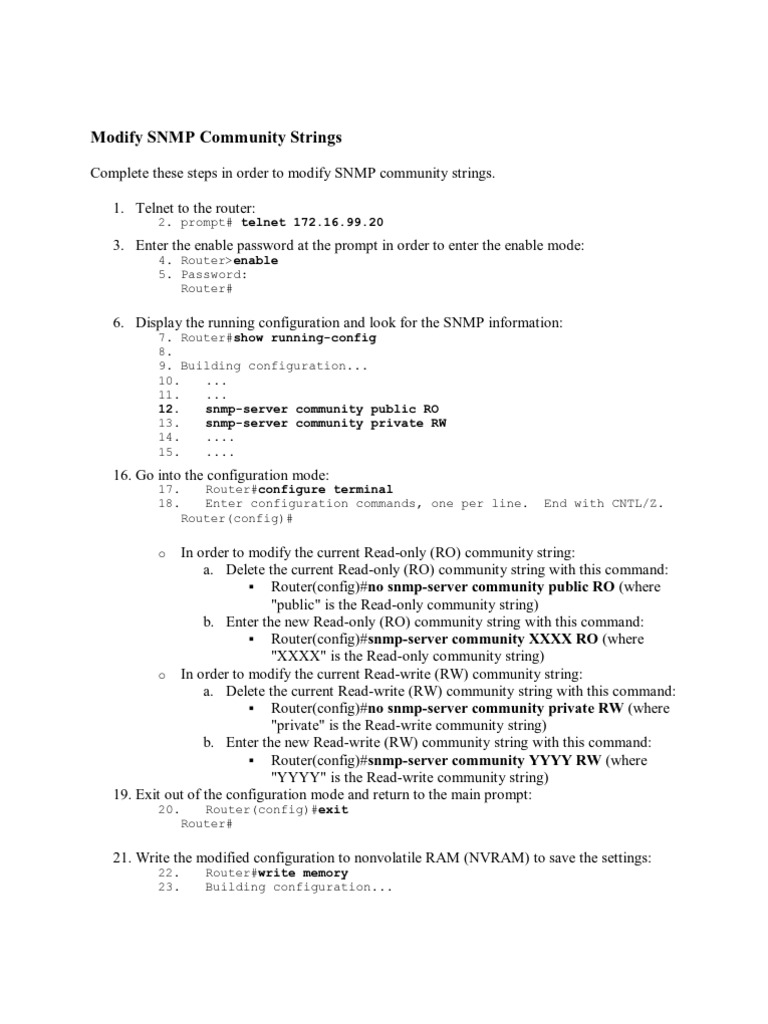 Modify SNMP Community Strings: À CC C C C CC CMCC C | PDF