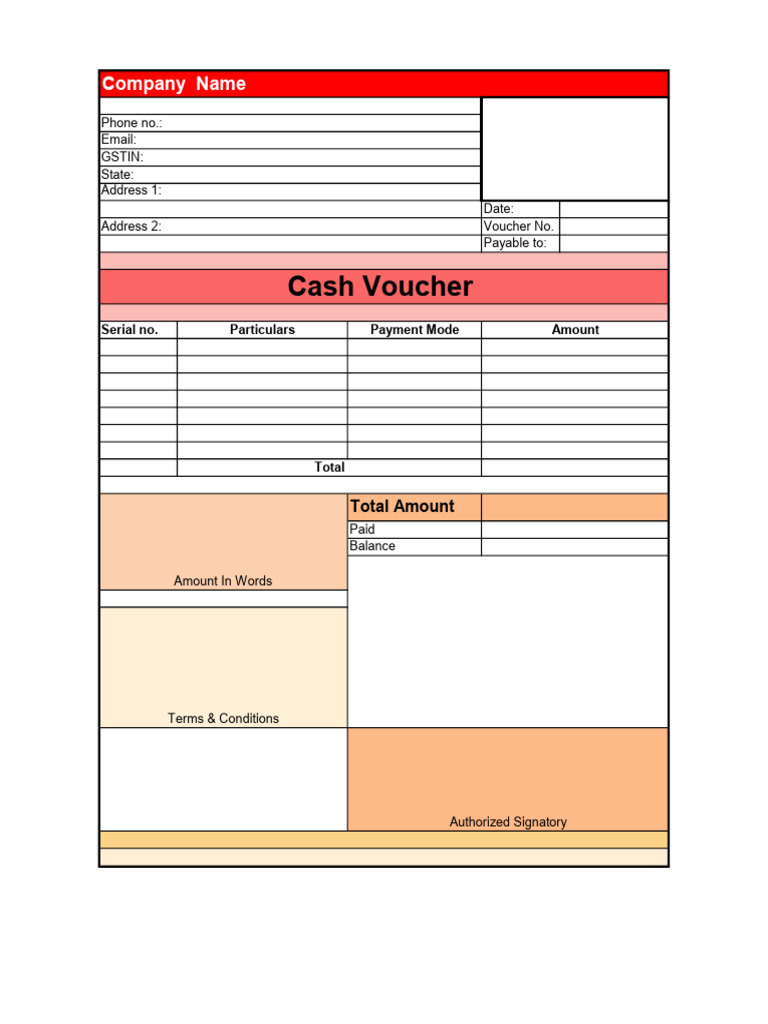 Cash Voucher Format 01 | PDF