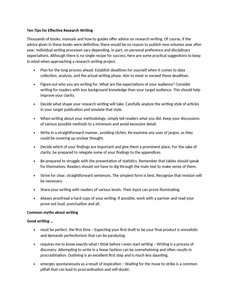 Effective Tips for Research Writing | PDF | Methodology | Cognition