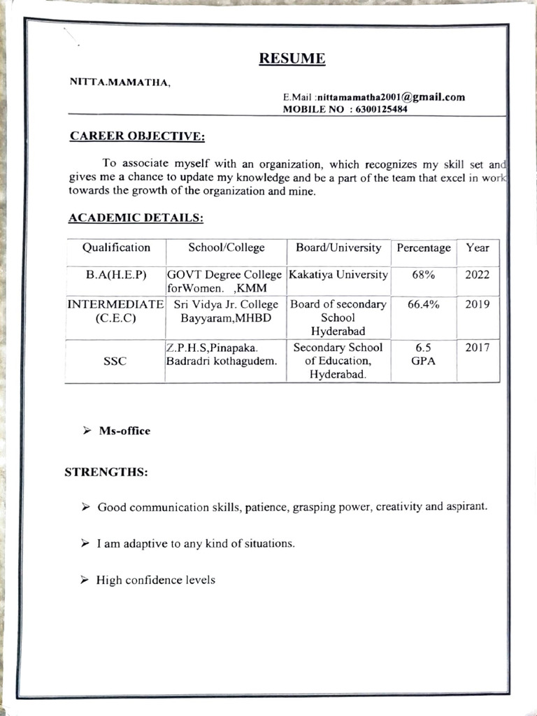 Mamatha Resume | PDF | Wellness