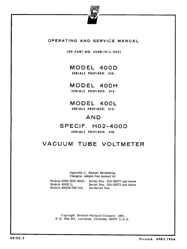 400D-H-L Service Manual | PDF