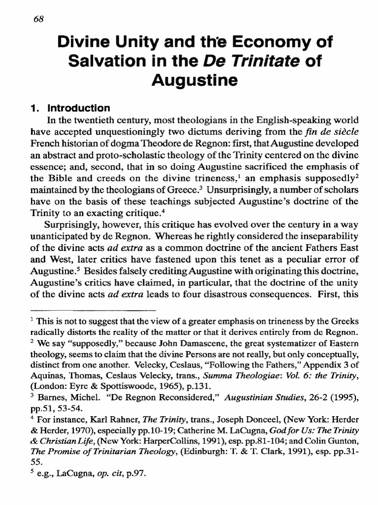 Divine Unity and The Economy of Salvation in The de Trinitate of ...