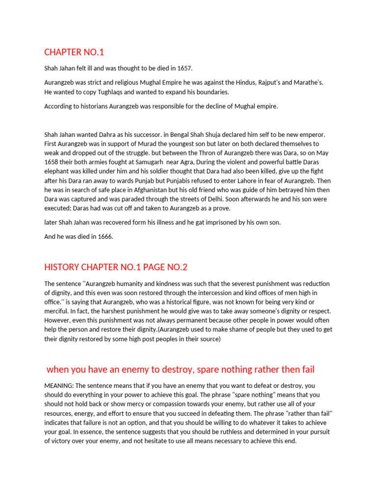Chapter No 1 History Notes | PDF | Mughal Empire | Taxes