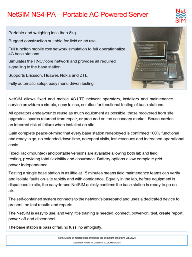 NetSIM NS4-PA Datasheet V1.0 | PDF