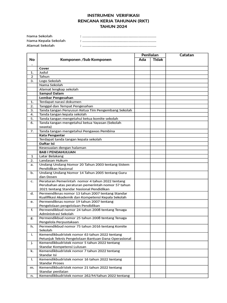 Instrumen Verifikasi RKT | PDF