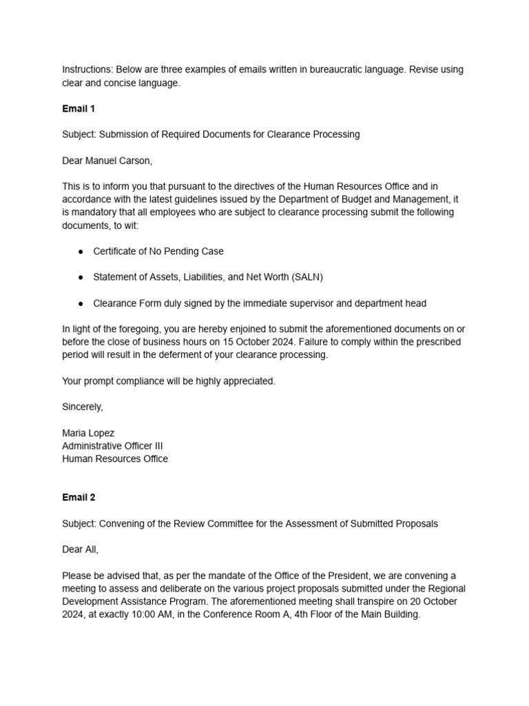 Bureaucratic To Clear Emails | PDF | Government