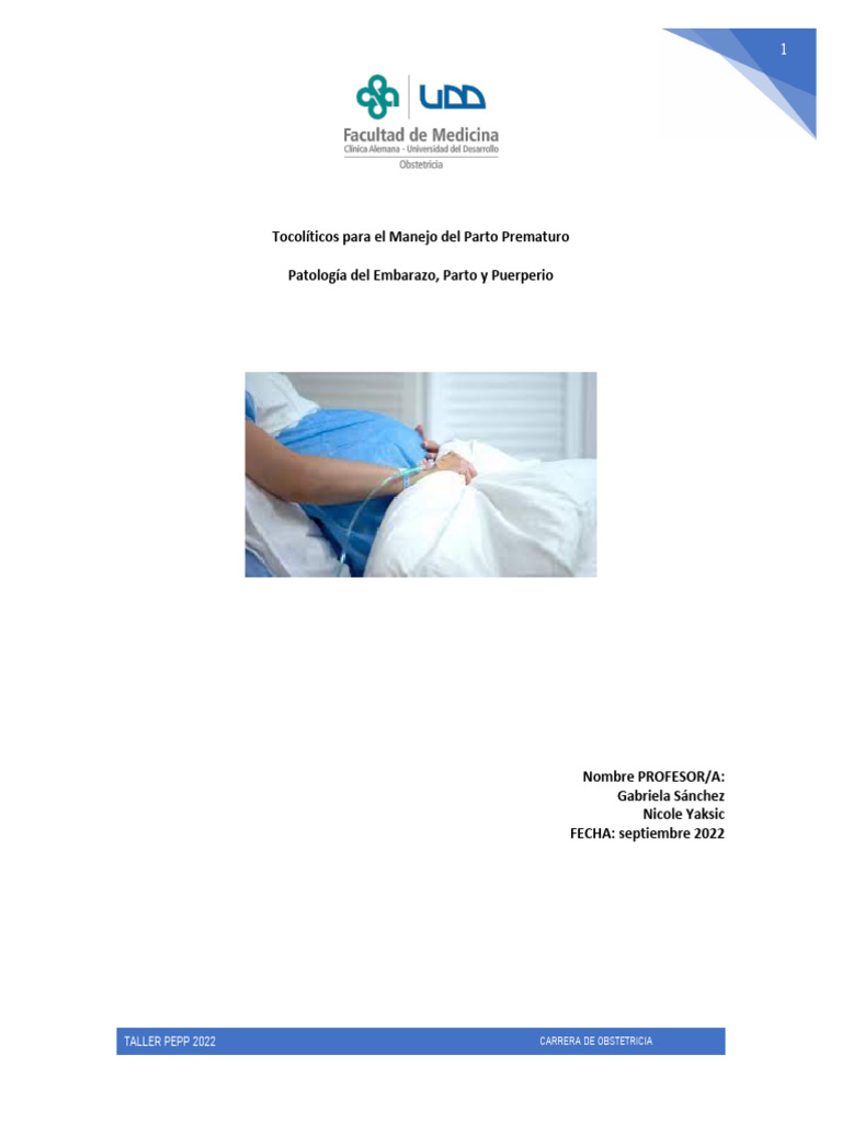 Tocolíticos en Parto Prematuro: Guía 2022 | PDF | Especialidades ...
