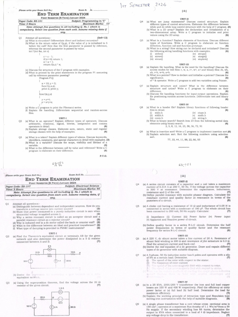 1 ST Sem 2024 | PDF