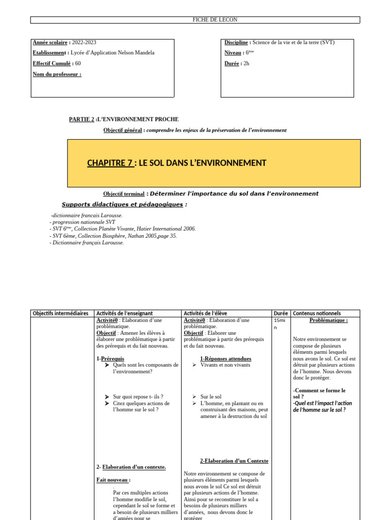 Impact de l'Homme sur le Sol en 6ème | PDF | Sol (pédologie ...
