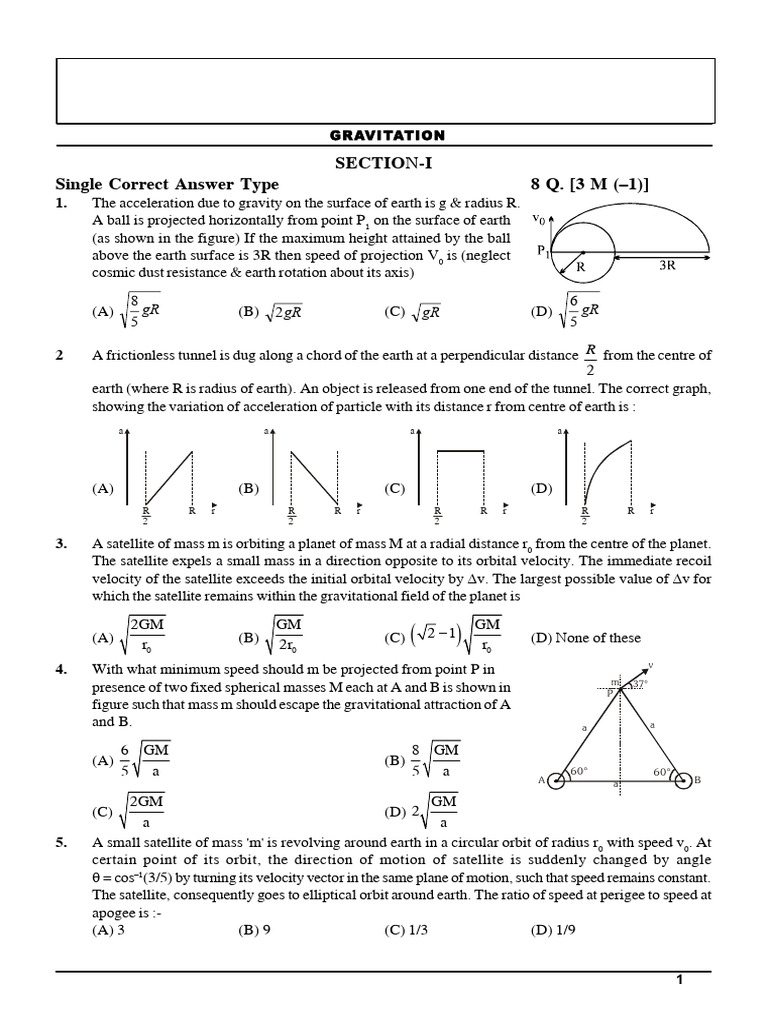 Gravitation: Physics Problems & Solutions | PDF | Orbit | Mass