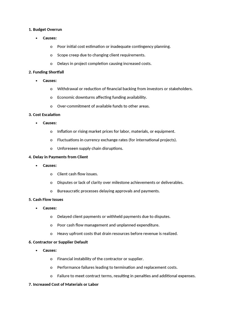 Budget Overrun Causes | PDF | Insurance | Economies