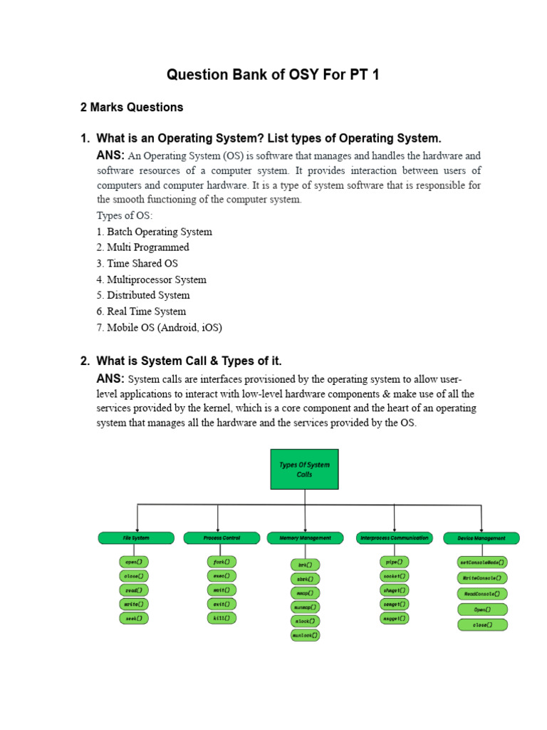 Osy QB - PT1 | PDF | Process (Computing) | Operating System Osy QB - PT1 | PDF | Process (Computing) | Operating System