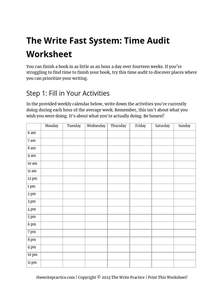 Time+Audit+Worksheet | PDF