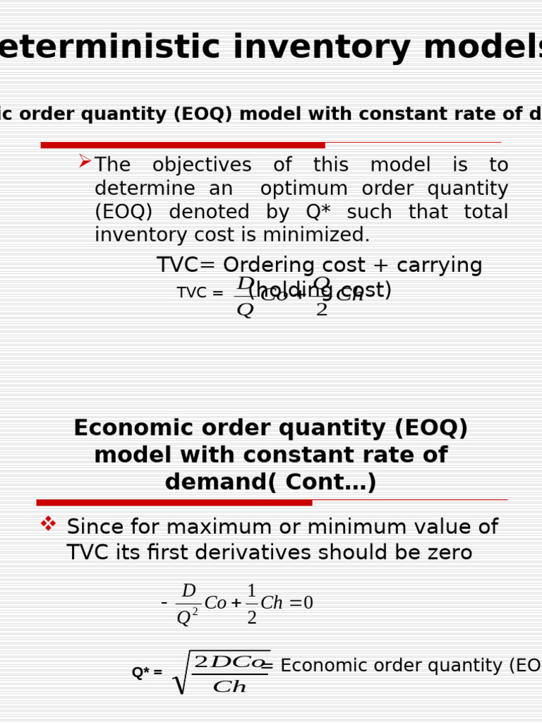 EOQ Model and TVC Formulas | PDF | Applied Mathematics | Mathematical ...