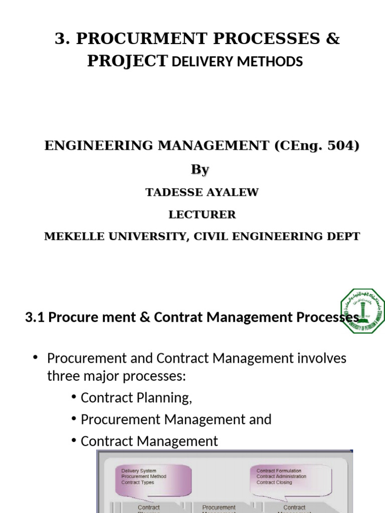 Procurment, Contract and Project Delivery System | PDF | General Contractor | Construction ...