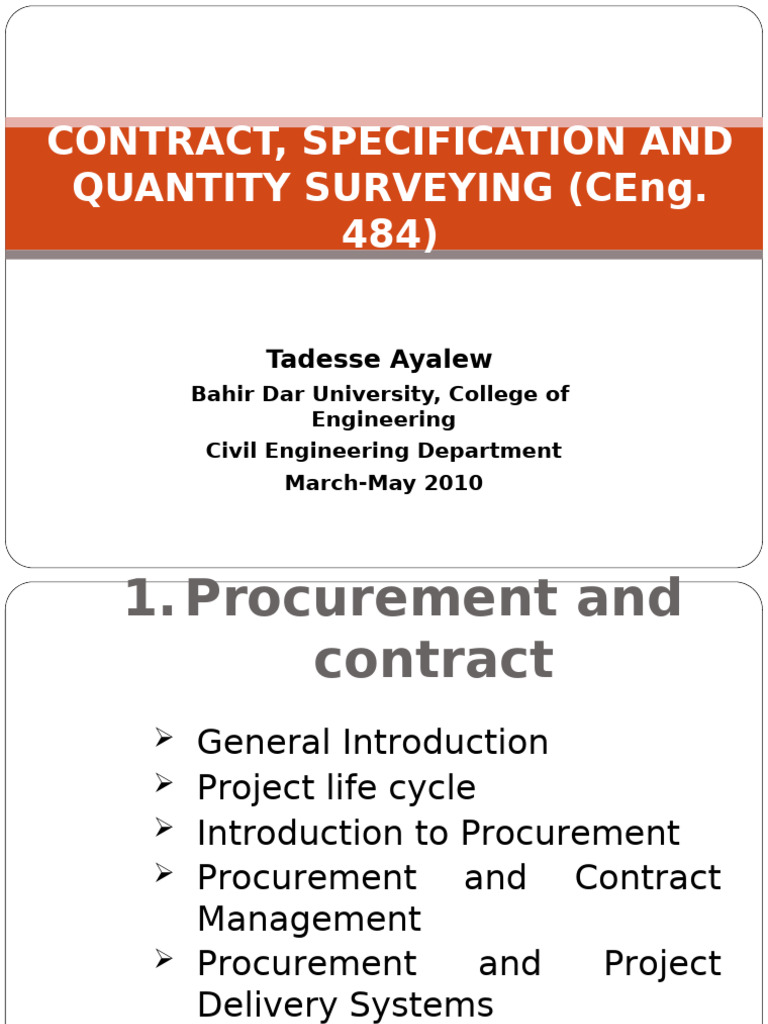 Procurment and Contract | PDF | Construction Management | Procurement