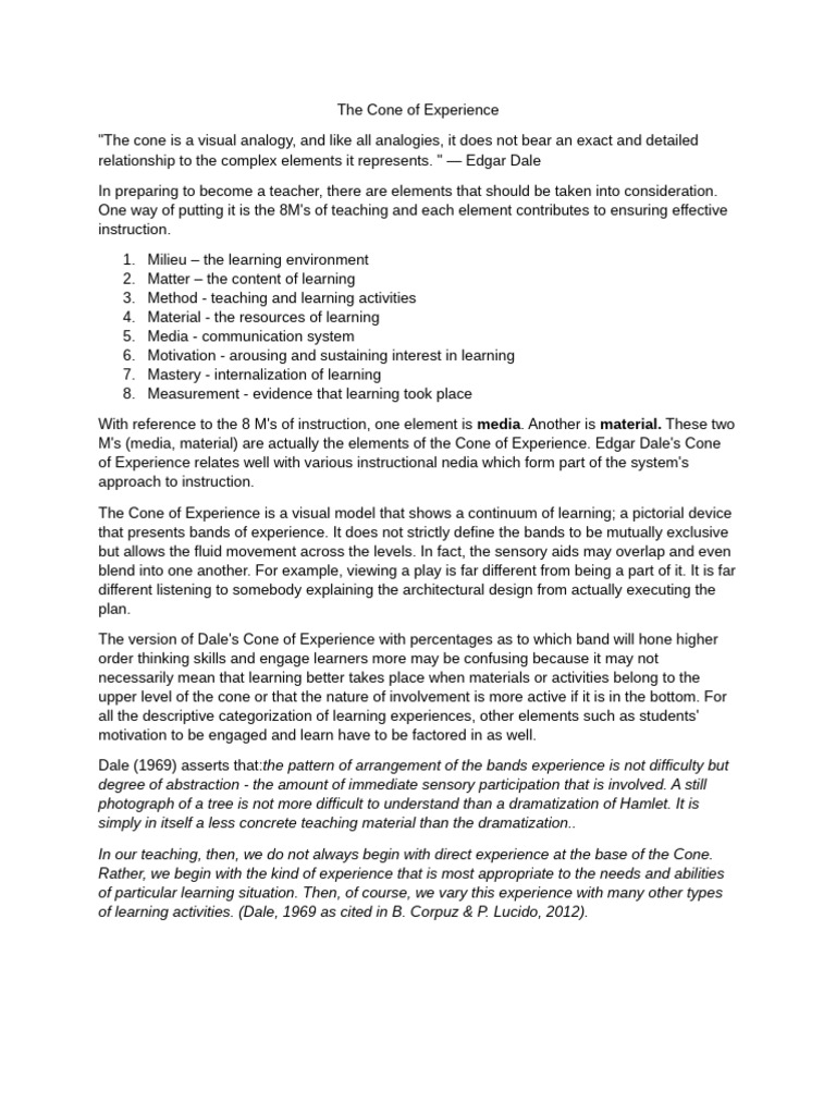 The Cone of Experience | PDF | Experience | Learning