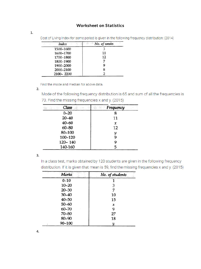 Worksheet On Statistics | PDF | Teaching Methods & Materials | Science & Mathematics