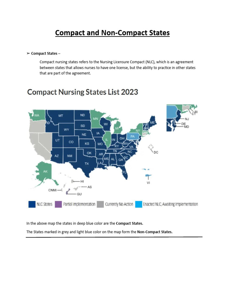 Compact vs Non-Compact Nursing States | PDF | Business | Finance ...