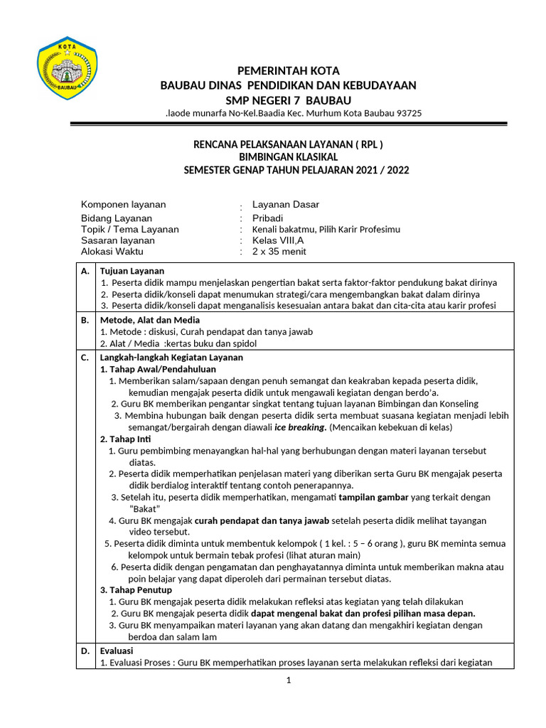 RPL - DAN - MATERI - BK - KENALI - BAKATMU, - PILIH - KARIR - Gita | PDF