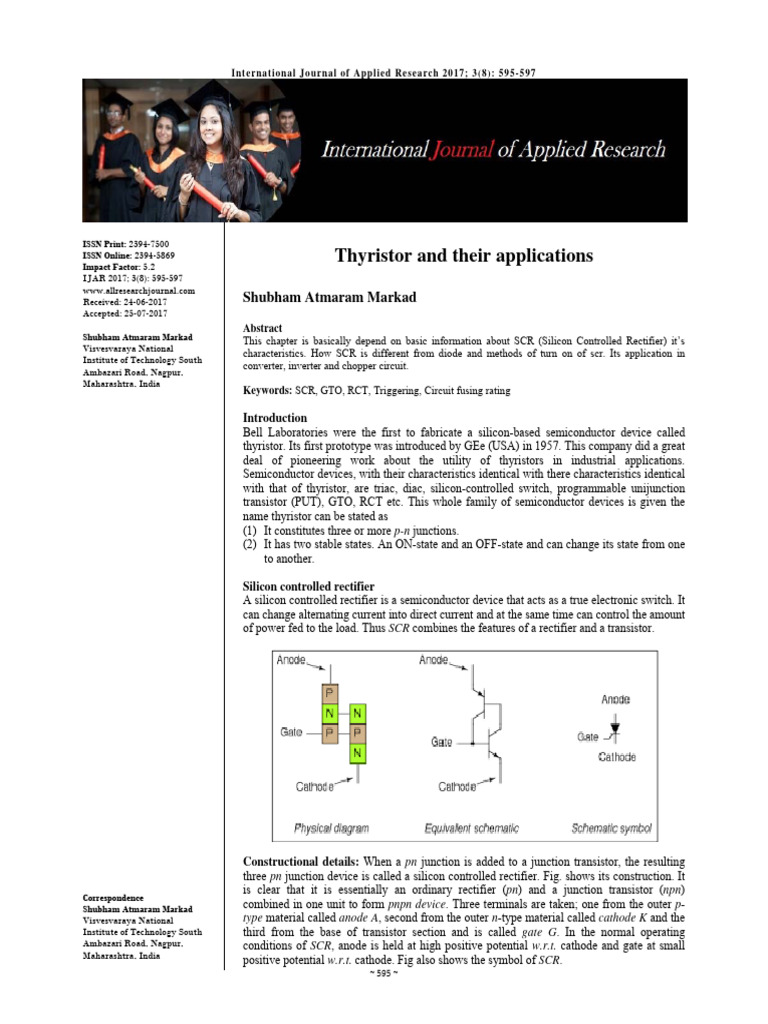 Thyristor and Their Applications | PDF | Power Electronics | Computer ...