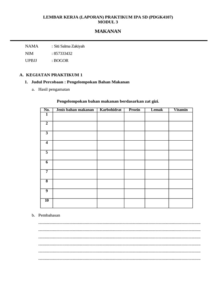 Lembar Kerja - Modul 3 | PDF