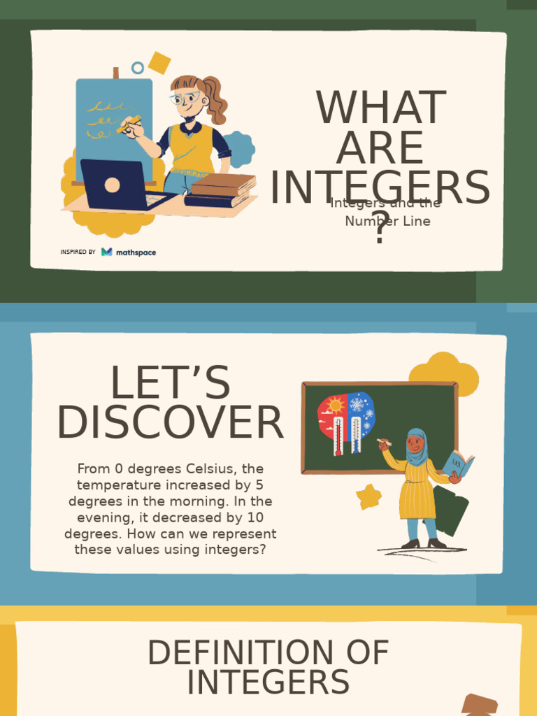 Integers and Number Lines Education Presentation in Green Cream Yellow ...