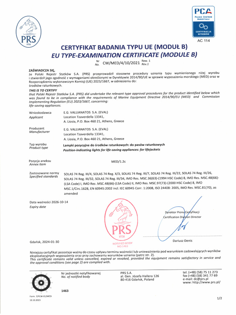 MED-SOLAS+Module+B+Certificate | PDF