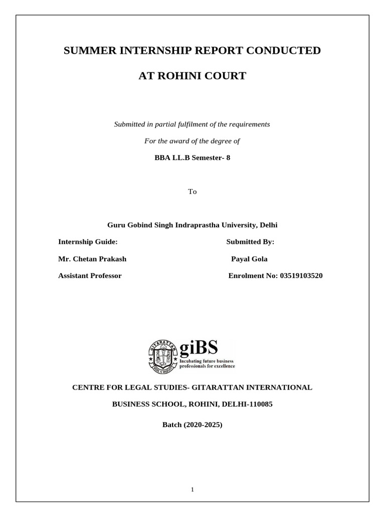 Summer Internship Report - Bhumika | PDF | Supreme Courts | Judge