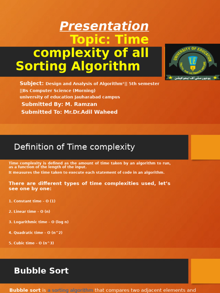 M Ramzan Presentation | PDF | Time Complexity | Computing