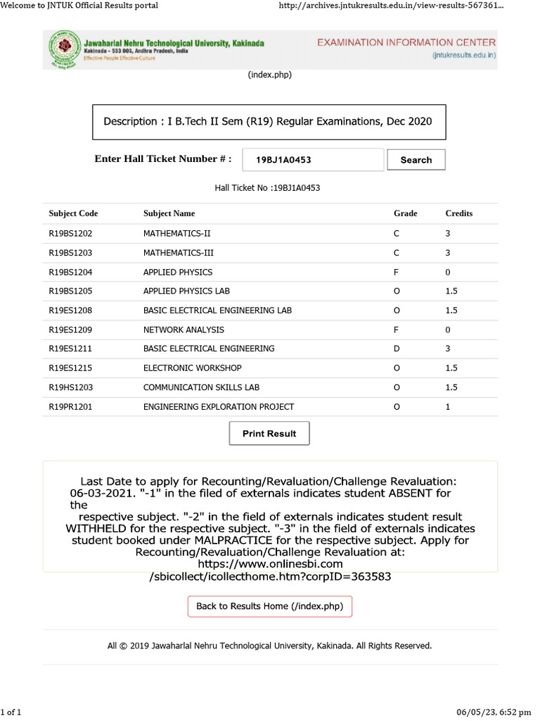 Enter Hall Ticket Number #:: Subject Code Subject Name Grade Credits | PDF