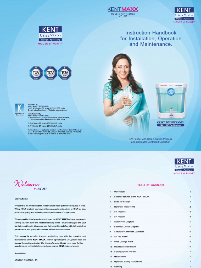 kent-maxx-user-manual | PDF | Ultraviolet | Power Supply